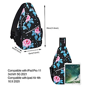 MOSISO Sling Backpack, Multipurpose Travel Hiking Daypack Impatiens Rope Crossbody Shoulder Bag, Black