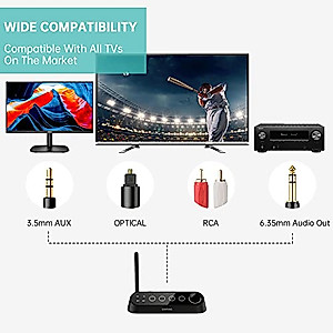 SOINTONE HFF86 Wireless Headphones for TV Watching with Bluetooth Transmitter (Digital Optical AUX RCA), Pass-Through Support, Over Ear Headset for Seniors, No Delay, 40Hrs Playtime, 164FT Long Range
