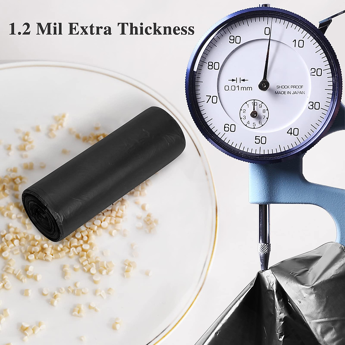 Toplive Trash Bag Garbage Bag Trash Bags Wastebasket Bin Liners for Home Bathroom Bedroom Kitchen Office Trash Can (Black, 4 Gallon - 1.2Mil)