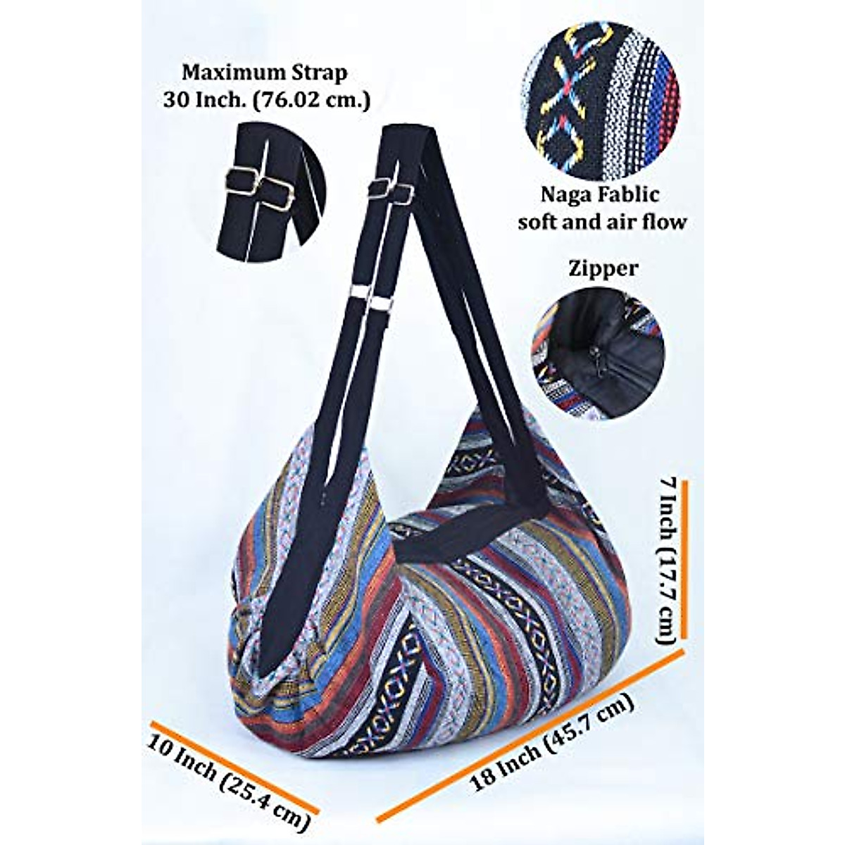 Luggage Hobo Crossbody Bag Shoulder Bag Travel Bag Messenger Bag Hippie Boho Bohemian Large Purse (Black)