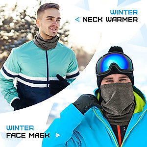 EXski Winter Neck Gaiter Warmer, Soft Fleece Face Mask Scarf for Cold Weather Skiing Cycling Outdoor Sports 2 Packed
