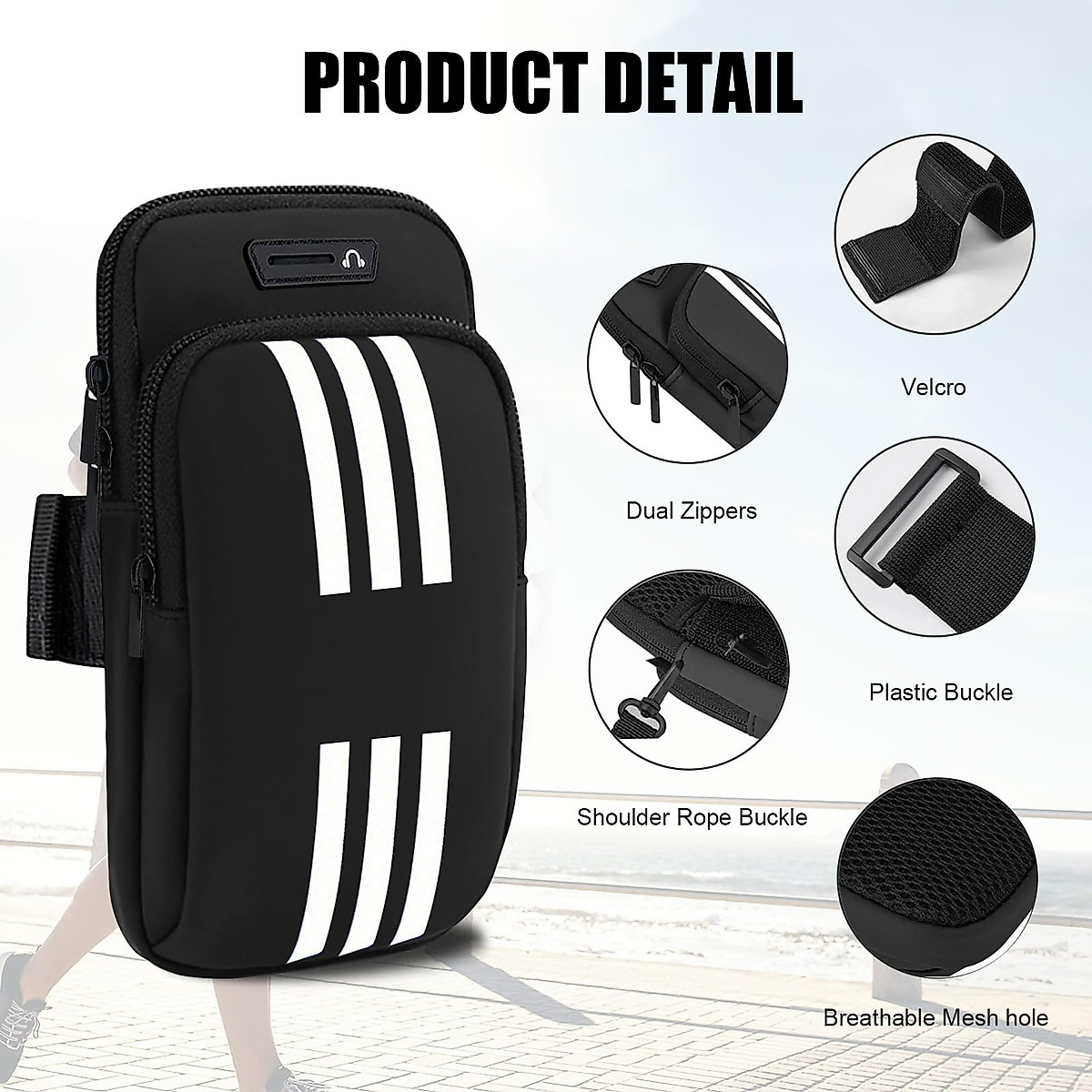 MOVOYEE Phone Holder for Running Armband Cell Phone Purse Crossbody for Women Men Kids,iPhone 15 14 13 12 11 Pro Max Xs Xr X 8 7 6 Plus SE Mini Pouch,Galaxy S24 S23 S22 Ultra Edge Note Arm Bag Black