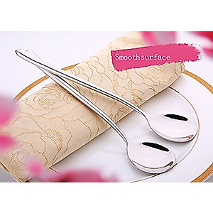 Korean Spoon,Stainless Steel Long Handle Soup Spoons,Long Tablespoon,Coffee Spoon,Silver,Pack of 5 (8.7x1.6 inches)