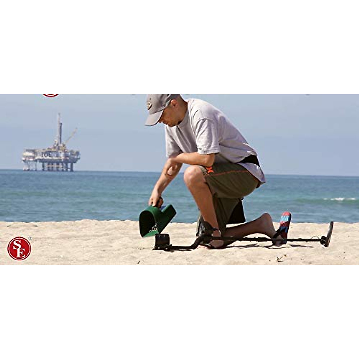 SE 3 Quart Sand Scoop Sifter with 0.5" Holes - Use for Gold and Metal Prospecting, Green