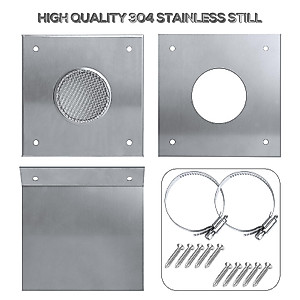 Pellet Stove Fresh Air Intake Kit, 2" x 60" Outside Cold Air Kit for Pellet Stove Pipe, Aluminum Flex Vent Pipe for Pellet Stove Corn with Wall Plate Screen & Screw Hose Clamps