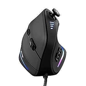 Gaming Mouse with 5 D Rocker, TRELC Ergonomic Mouse with 10000 DPI/11 Programmable Buttons, RGB Vertical Gaming Mice Wired for PC/Laptop/E-Sports/Gamer (Black)