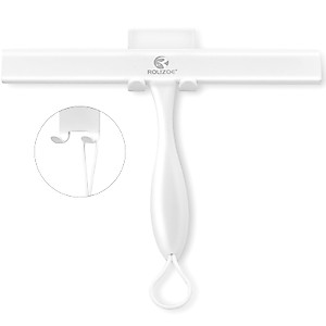 ROLIZOE Shower Squeegee for Glass Doors, 11 Inch Ergonomics Anti-rust Silicone Squeegee with Stainless Steel Frame for Shower Glass Door, Mirrors, Tiles and Windows Cleaning, White