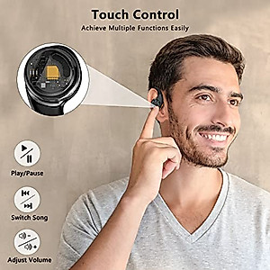 Koobesthy Open Ear Headphones, Bluetooth 5.2 Wireless Earbuds with Ear Hooks, IPX5 Waterproof 100H Playtime Workout Earphones, Dual 16.2mm Dynamic Drivers Touch Control Sport Headphones