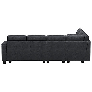 Belffin Modular Sectional Sofa with Storage, L Shaped Sectional Couch with Chaise. Convertible Corner Sectional Couch for Living Room. Dark Gray Couch.