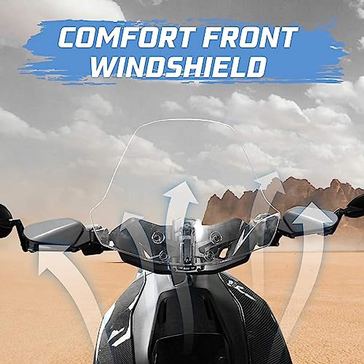 A & UTV PRO Adventure Wider Windshield & Wind Deflector for Can Am Ryker All Models, XXL Adjustable Vented Wind Windscreen, Hand Guard Air Deflector Accessories, Replace OEM # 219401032, 219400894