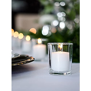 Yummi Set of 72 10hr Votive Candles & Glass Votive Holders, Clear