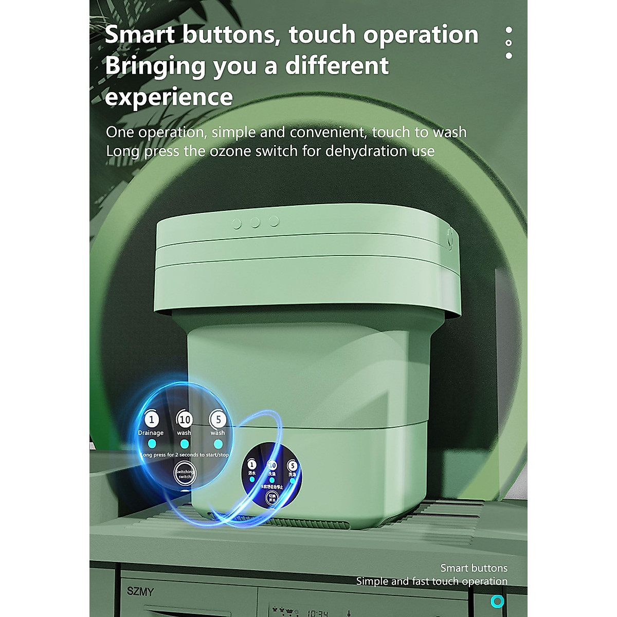 Portable Mini Washing Machine, Mini Washer 6L High Capacity with 3 Modes Deep Cleaning for Underwear, Baby Clothes, or Small Items, Foldable Washing Machine with Spin Dryer-Apartment, Dorm, Camping, RV Travel laundry