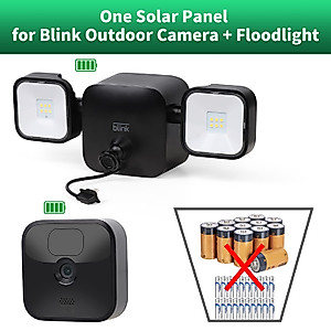 Solar Panel for Blink Outdoor 4 /(3rd Gen) Floodlight – Wire-Free Smart Security Camera,16.5Ft/5m Weatherproof Cable Power Your Blink Floodlight Camera Continuously (Floodlight & Camera NOT Included)