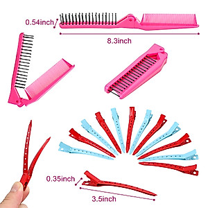 Jumbo Size Self Grip Hair Rollers Set, Salon Hair Set,with Hair Dressing Curlers (Jumbo, Large, Medium), Folding Pocket Comb, Duckbill Clips