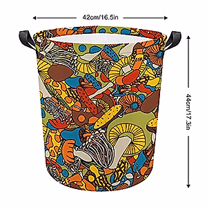 Laundry Basket 70s Psychedelic Mushrooms Foldable Laundry Hamper with Handles Collapsible Laundry Bucket for Toy Clothes Book
