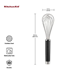 KitchenAid Gourmet Utility Whisk, 10.5-Inch, Matte Black