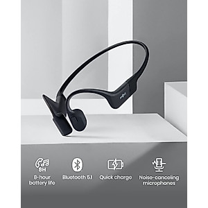 SHOKZ OpenRun Mini (AfterShokz Aeropex Mini) -Bone Conduction Open-Ear Bluetooth Sport Headphones - Waterproof Wireless Earphones for Workouts and Running - Built-in Mic (Renewed)