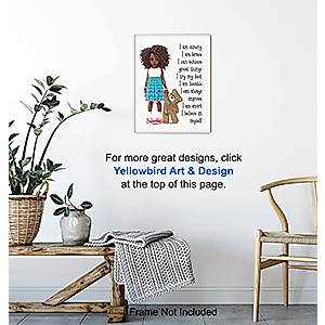 African American Girl Positive Affirmations - Black Wall Art - African American Wall Art - Little Girls Bedroom - Inspirational Sayings for Wall Decor - Positive Quotes Wall Decor - Toddler Girls Room