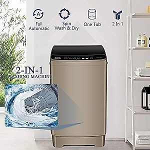 Krib Bling Full-Automatic Washing Machine with Drain Pump, 17.7 lbs Compact Washer, 10 Wash Program & 8 Water Level, Ideal for Apartment, Dorm, RV