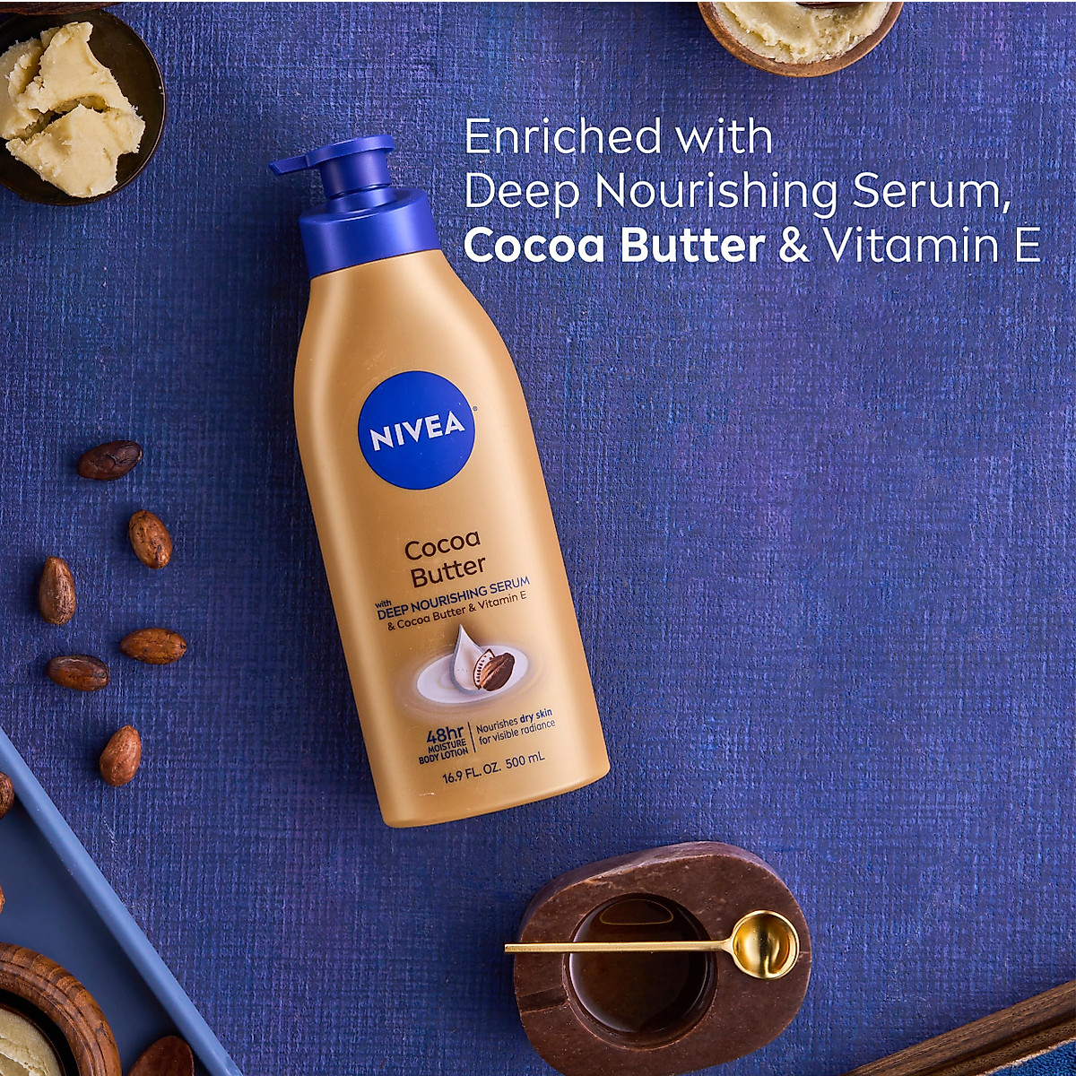 NIVEA Cocoa Butter Body Lotion with Deep Nourishing Serum, Scented Body Lotion, 16.9 Fl Oz Pump Bottle
