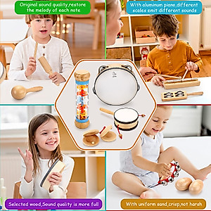 OATHX Kids Musical Instruments, Wooden Sensory Musical Toys for Toddlers Percussion Instruments Montessori Toys Baby Preschool Learning Music Toys Birthday Gifts for Boys Girls