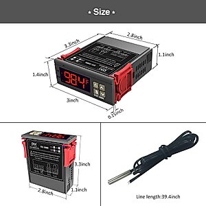 diymore All-Purpose Digital Temperature Controller Thermostat Fahrenheit Thermostat with Sensor (110-220V) ITC-1000F for Refrigerator Fermenter, Heate Blanket Temperature Controller