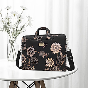 MOSISO Laptop Bag for Women, 15 inch Computer Bag Compatible with MacBook, HP, Dell, Lenovo, Asus, Notebook, 15.6 inch Laptop Shoulder Carrying Messenger Sleeve with Strap, Vintage Floral