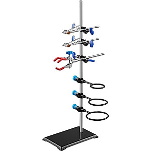 VEVOR Laboratory Grade Metalware Set - Support Stand Premium Iron Material Laboratory Stand Support Lab Clamp Flask Clamp Condenser Stand 60cm