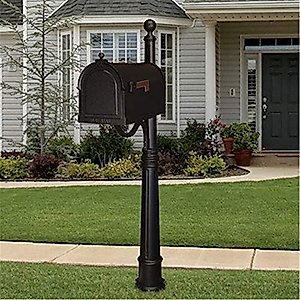 Special Lite Products SCB-1015_SPK-600-BLK Berkshire Curbside Mailbox with Ashland Post in Matte Black