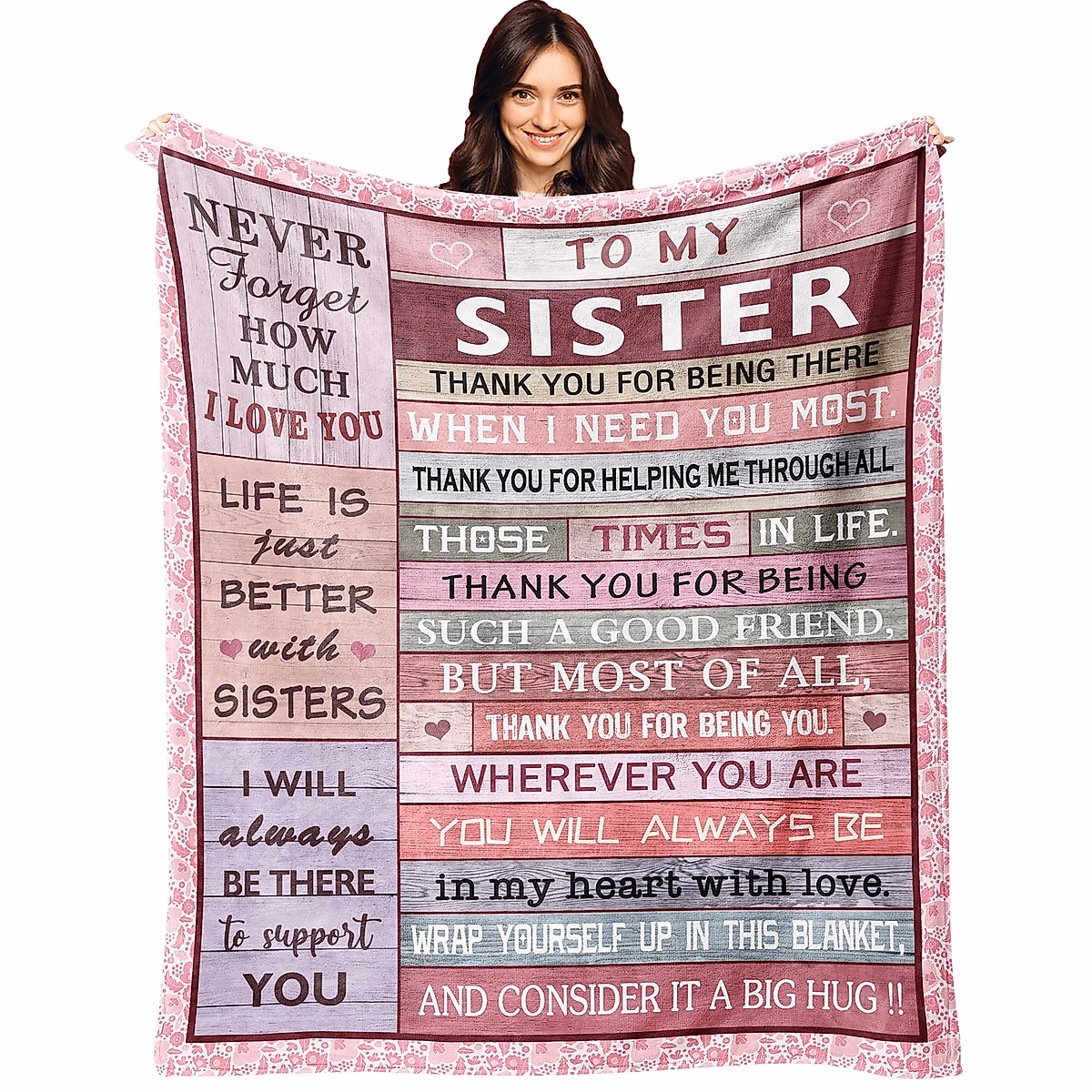 XALAZY Sister Gifts Blanket 50"X60", Sister Birthday Gifts from Sister, Sister Gift from Sister, Gifts for Sister, Big Sister Gifts,Birthday Gifts for Sister, Big Sister Gifts for Little Girl Blanket