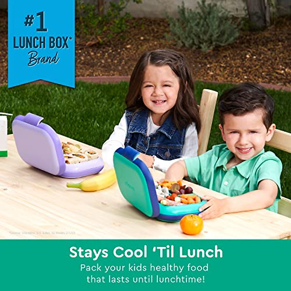 Bentgo® Kids Chill Lunch Box - Bento-Style Lunch Solution with 4 Compartments and Removable Ice Pack for Meals and Snacks On-the-Go - Leak-Proof, Dishwasher Safe, Patented Design (Green/Navy)