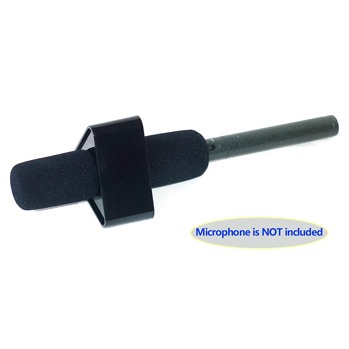 25mm-39mm Hole ABS Injection Molding Triangular Interview Mic Microphone Logo Flag Station Box for Stage Karaoke Handheld Shotgun Microphone (black)