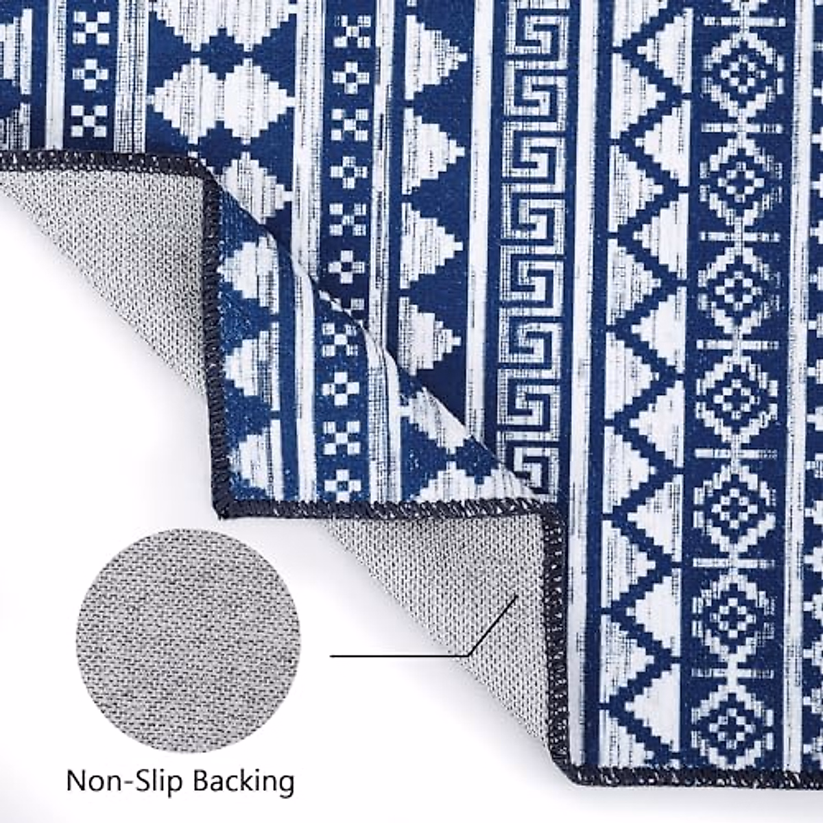 GAOMON 2' x 12' Runner Rug Extra Long Hallway Runner Rug Washable Indoor Runner Rug Non-Slip Kitchen Runner Rug Geometric Runner for Living Room Bedroom Laundry, Navy 2'x12'