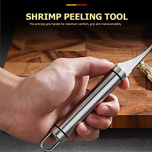 1 Set 2 Pcs Stainless Steel Shrimp Opener Fish Seafood Cleaner Tool Prawn Cleaning Tool Seafood Picks Tool Shrimp Prawn Peeler Crab Poop Oyster Wooden Peeling Machine Lobster