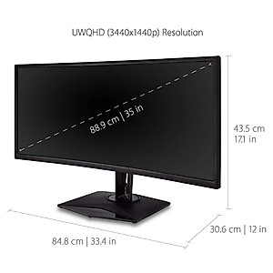 ViewSonic XG350R-C 35 Inch UltraWide 21:9 Curved 1440p 100Hz RGB Gaming Monitor with FreeSync HDR10 and Advanced Ergonomics for Esports