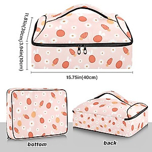 Kcldeci Insulated Thermal Food Carrier Insulated Casserole Carrier for Hot or Cold Food,Rabbit Ears Carrots and Daisy Flower Insulated Tote Bag for Potluck Cookouts Parties Picnic,Lasagna Lugger