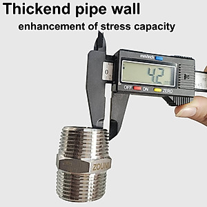 4PCS Hex Nipple 1/2" Male x 1/2" Male Pipe Fittings, 304 Stainless Steel 1/2 inch NPT Male Threaded Pipe Adapter Fittings Equal Nipples Connectors, Male Straight Connector Pipe Fitting