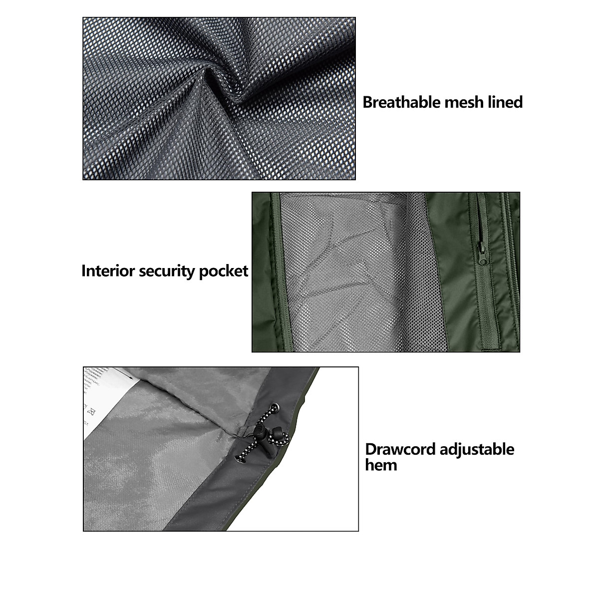 Little Donkey Andy Women's Waterproof Rain Jacket Lightweight Outdoor Windbreaker Rain Coat Shell for Hiking,Travel Military Olive M