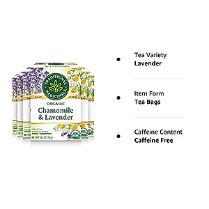 Traditional Medicinals Tea, Organic Chamomile & Lavendar, Stress Relief, 96 Tea Bags (6 Pack)