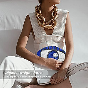 Evevictor Football Shaped Rhinestone Evening Clutch Purse Crystal Shoulder Bag Bling Party Handbag