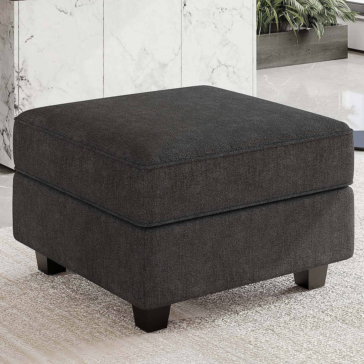Belffin Fabric Modular Sectional Sofa Storage Ottoman Module Couch Side Sectional Free Configuration Ottoman Black