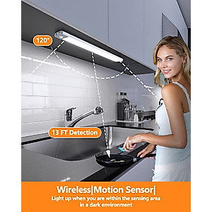 PRIORARE Motion Sensor Closet Light 54 LED Under Cabinet Night Lighting, 2500mAh Rechargeable Ultra Thin Magnetic Closet Lighting, 350lm Led Wireless Lights for Kitchen, Bedroom(White, 2Pack)