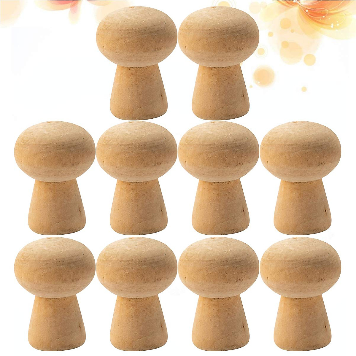 Kisangel 10pcs Wooden Mushroom Unfinished Wooden Peg Dolls Bodies Mushroom Head Kid Painting Wooden Doll for DIY Decoration Arts and Crafts Birch and Maple Wood Turnings