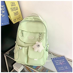 DUNBRI Trendy Solid Color Backpack Women Large Capacity Shoulder Bag Waterproof Travel Backpack Laptop Backpack for Men (Black)