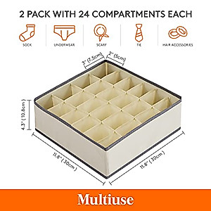 Lifewit 6 PCS Drawer Underwear Organizers, Bundle with 2 Pack Sock Organizers, Beige