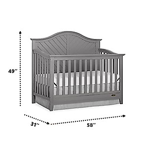 Dream On Me Ella 5-in-1 Full Size Convertible Crib in Storm Grey, Greenguard Gold Certified