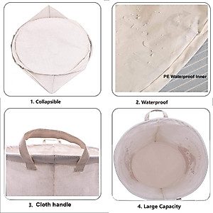 Large Laundry Hamper, ZUEXT Waterproof, Freestanding Laundry Hamper, Collapsible Tall Clothes Hamper with Handles for Clothes Toys in the Dorm and Fam(Green Dinosaur, 63L)