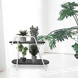 fusehome 2-Tier Tea Side Table, Plant Stand Small End Table Accent Table Living Room Bedroom Balcony Office, Modern Side Table with Storage for Living Room Balcony