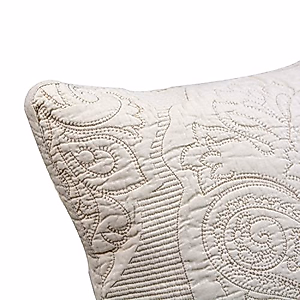 Brandream 5Pcs Beige Paisley Quilted Comforter Set King Size Bed Quilt Set Cotton Bedspread Coverlet Set