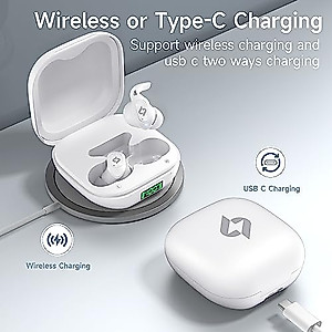 Wireless Earbuds Bluetooth Headphones with Wireless Charging Case 32H Playback LED Display in Ear Earphones Waterproof Ear buds Built in Mic Stereo Bass for iPhone Samsung Android Sport Workout Gym TV